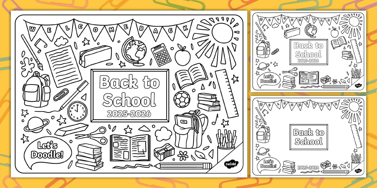 Let's Doodle About Back to School 2025-2026 Colouring Pages