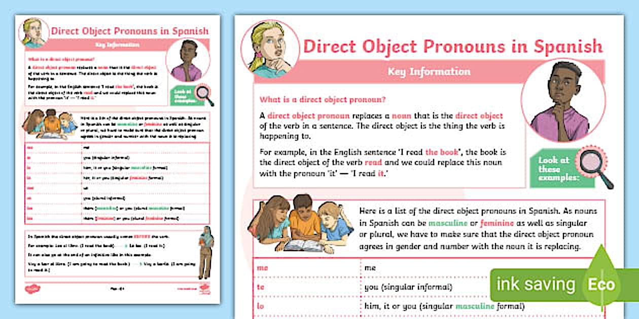 👉 Spanish Grammar: Direct Object Pronouns Worksheet