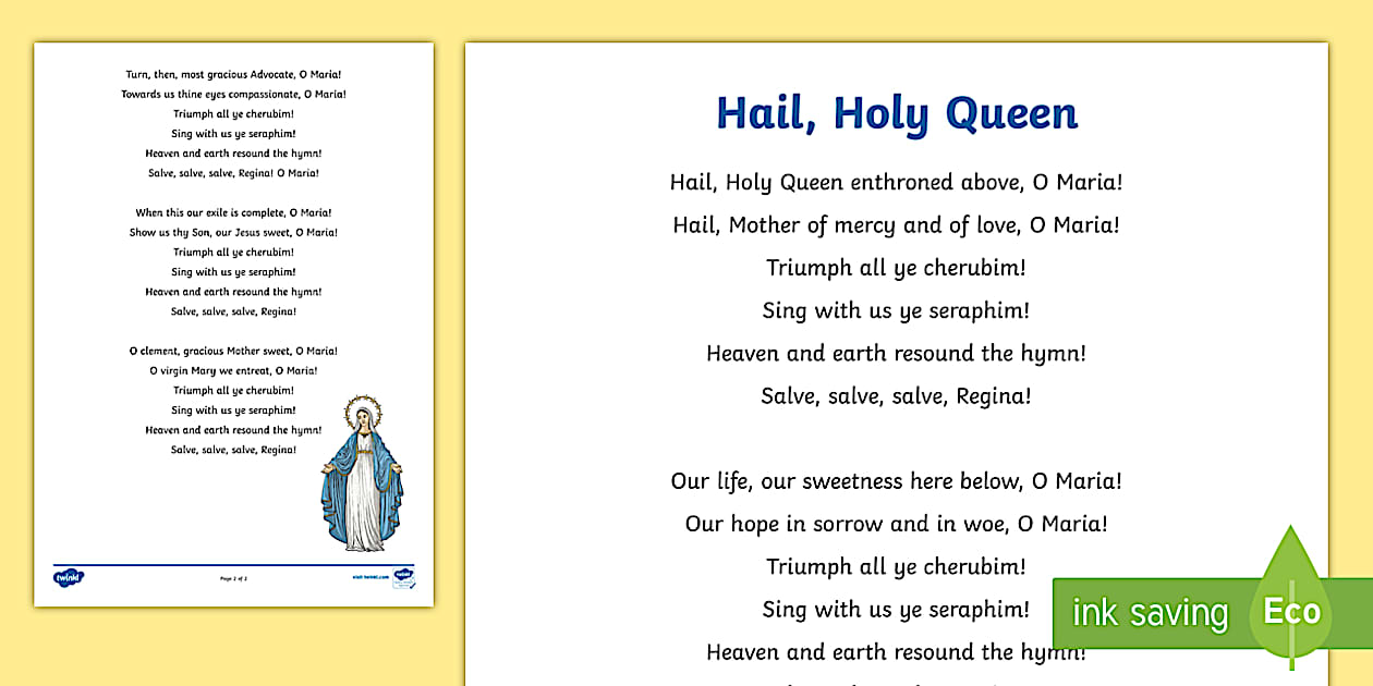 Hail, Holy Queen Song Lyrics (teacher made) - Twinkl