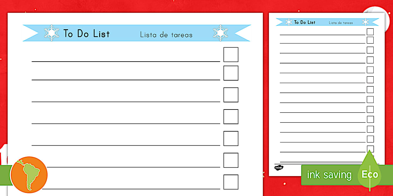 Christmas Themed To Do List English/Spanish (teacher made)