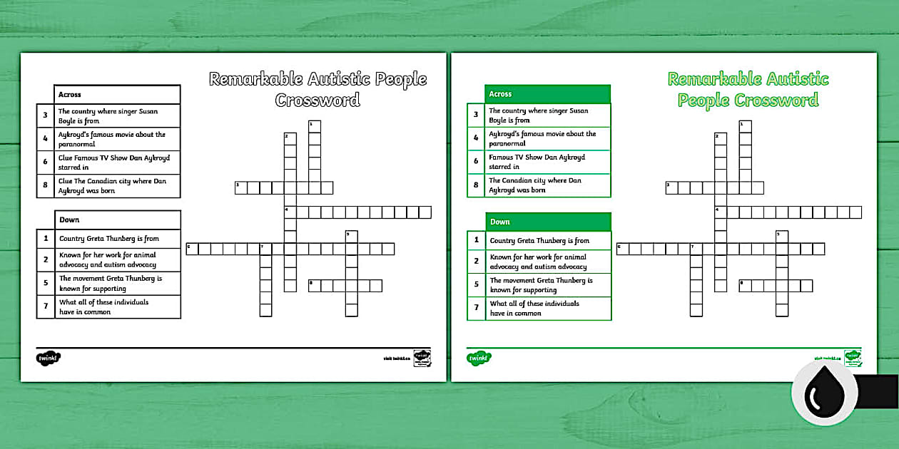 Remarkable Autistic People Crossword (teacher made) - Twinkl