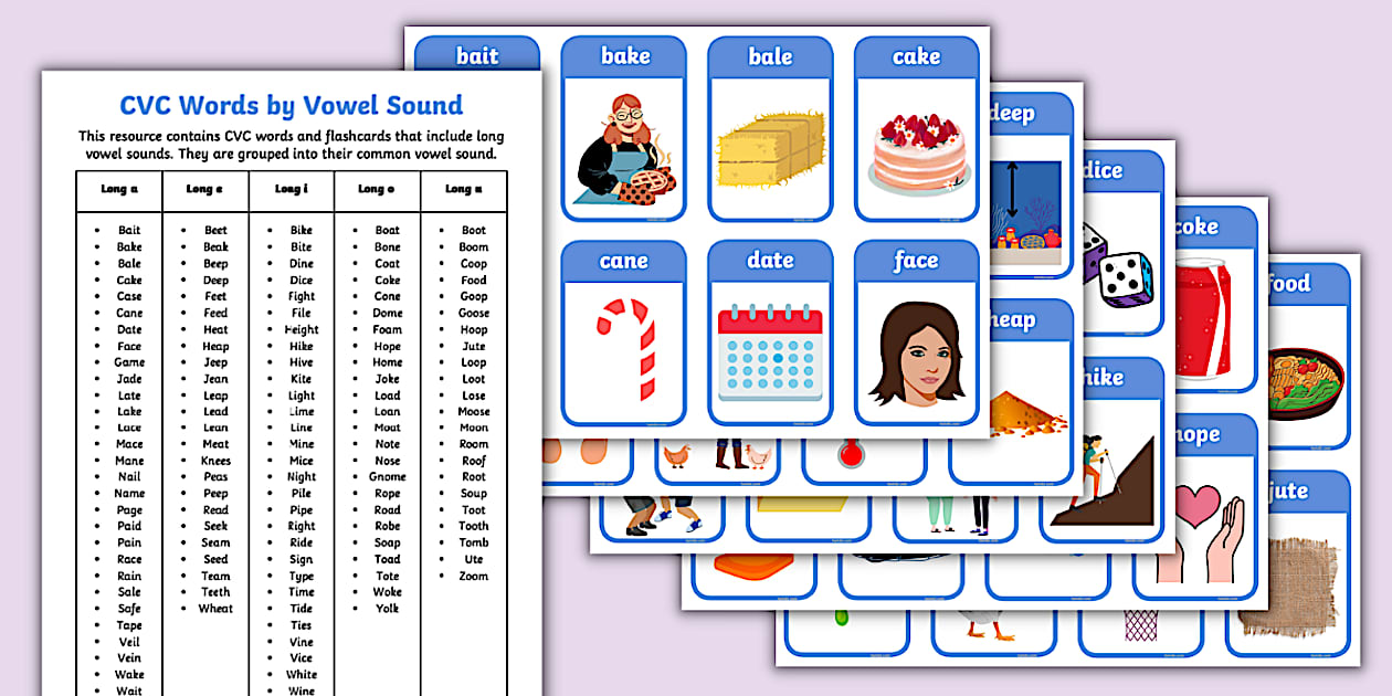 CVC Word Flashcards: Long Vowel Flashcards