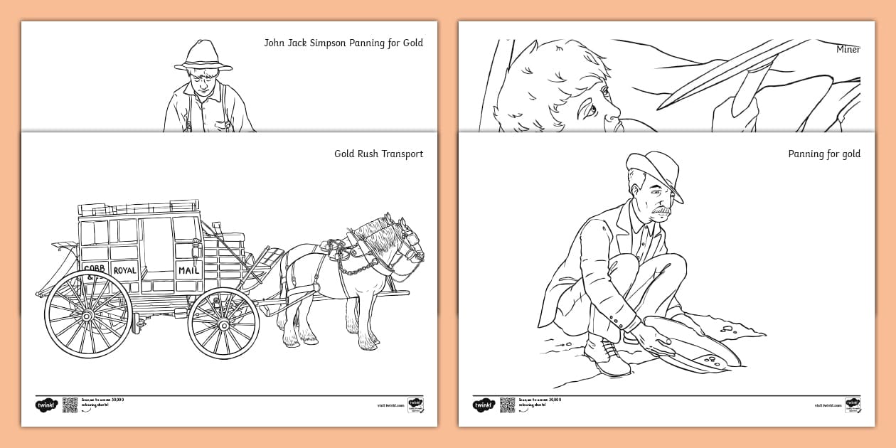 Gold Rush Coloring Pages (Teacher-Made) - Twinkl