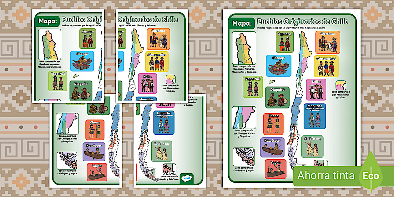 Mapa de los pueblos originarios de Chile para imprimir