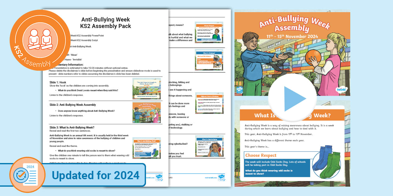 Anti-Bullying Week KS2 Assembly Pack (teacher made) - Twinkl
