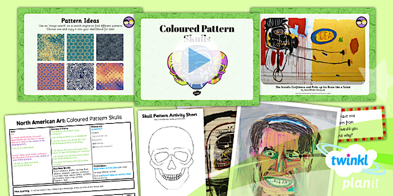 Art: North American Art: Coloured Pattern Skulls UKS2 Lesson Pack 5