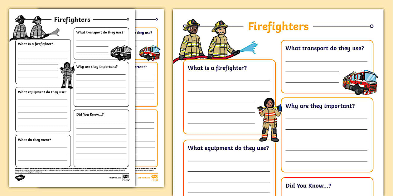 Firefighters Fact File Template,Fighfighters - Twinkl