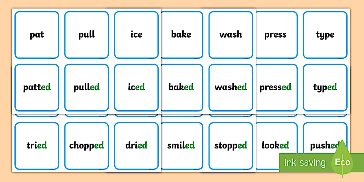 Editable Suffix Matching Cards -ed (teacher made) - Twinkl