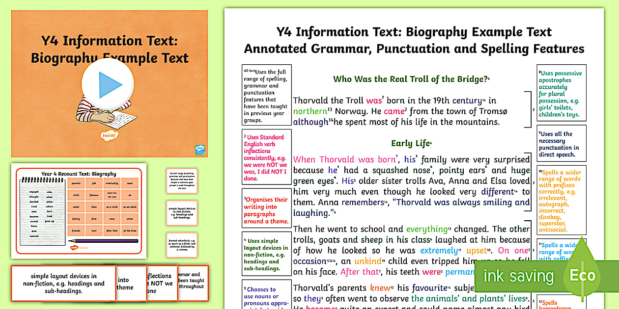 Y4 Information Texts: Biography Model/ Example Text - Twinkl