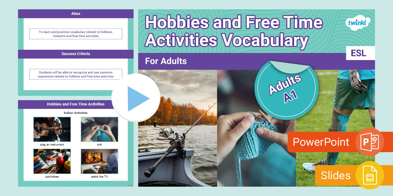 ESL Hobbies and Free Time Activities Vocabulary [Adults, A1]