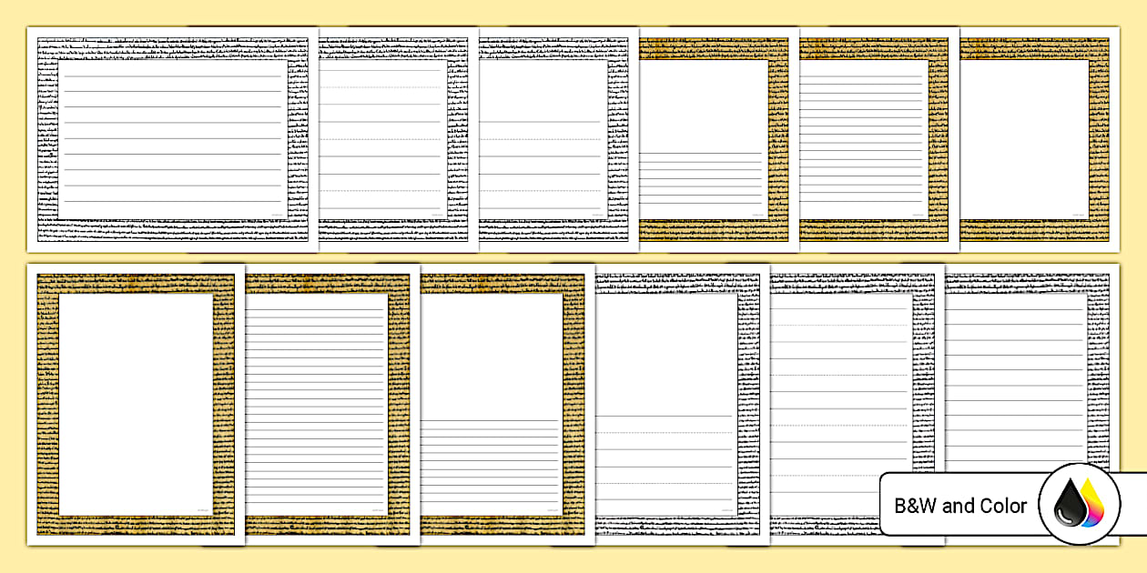 Blank and Lined Journal Writing Pages - Magna Carta Border