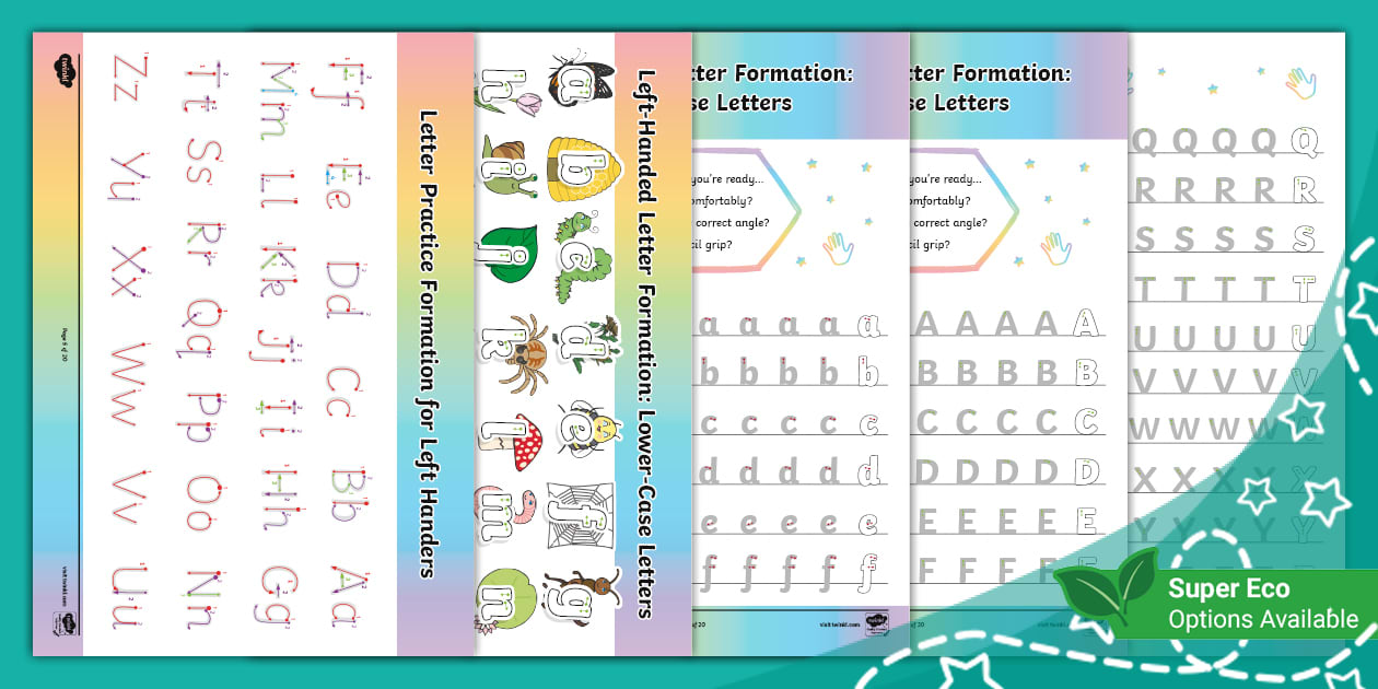 Left-Handed Letter Formation Activity Sheets - Twinkl
