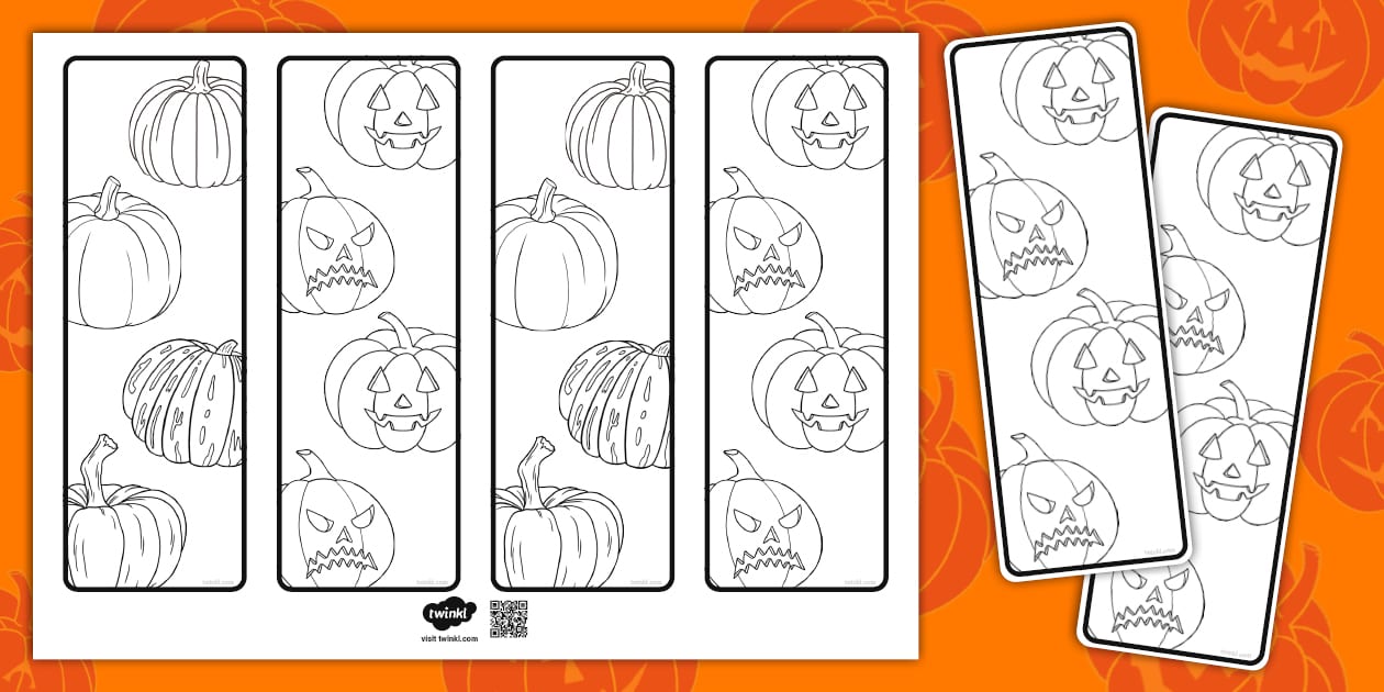 Autumn Pumpkin Colouring Bookmarks (teacher made) - Twinkl