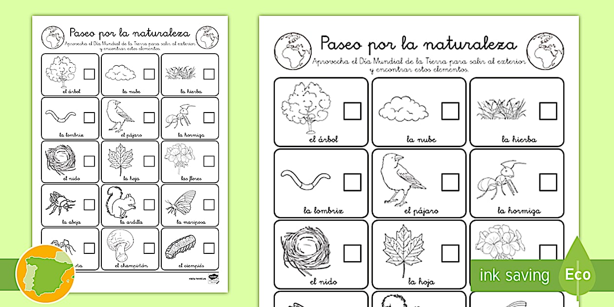 Ficha de actividad: Paseo por la naturaleza (teacher made)