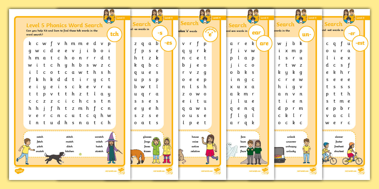 Level 5 Decodable Word Search Pack Weeks 21-30- Primary Resources