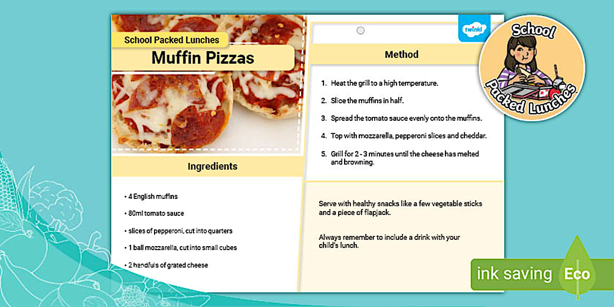 Muffin Pizza Recipe - Healthy School Packed Lunch - Twinkl