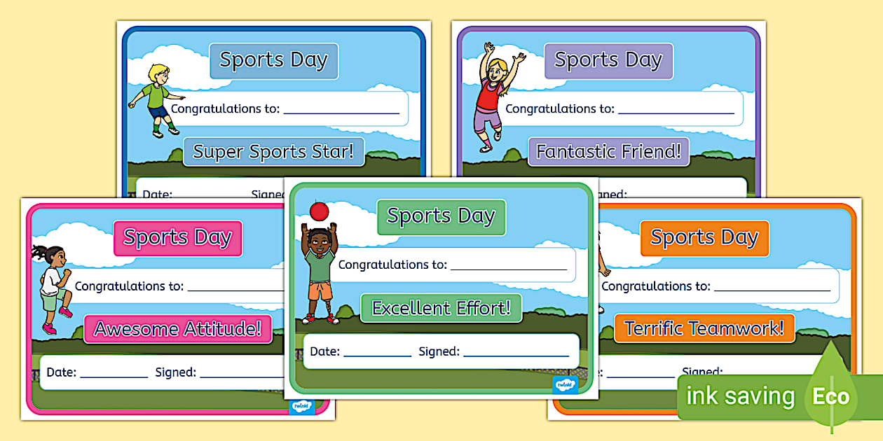 運動会 賞状テンプレート 英語 Sports Day Certificates for Children- English
