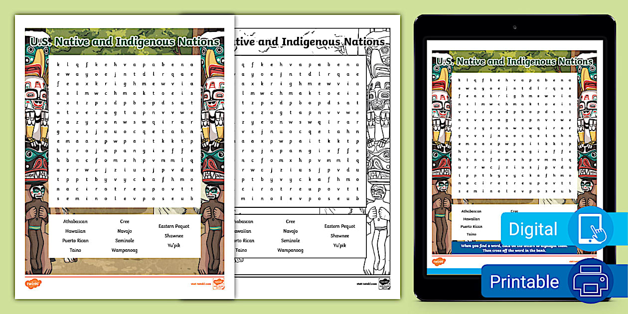 Native American Tribes Word Search | Grades 3-5 | Twinkl USA