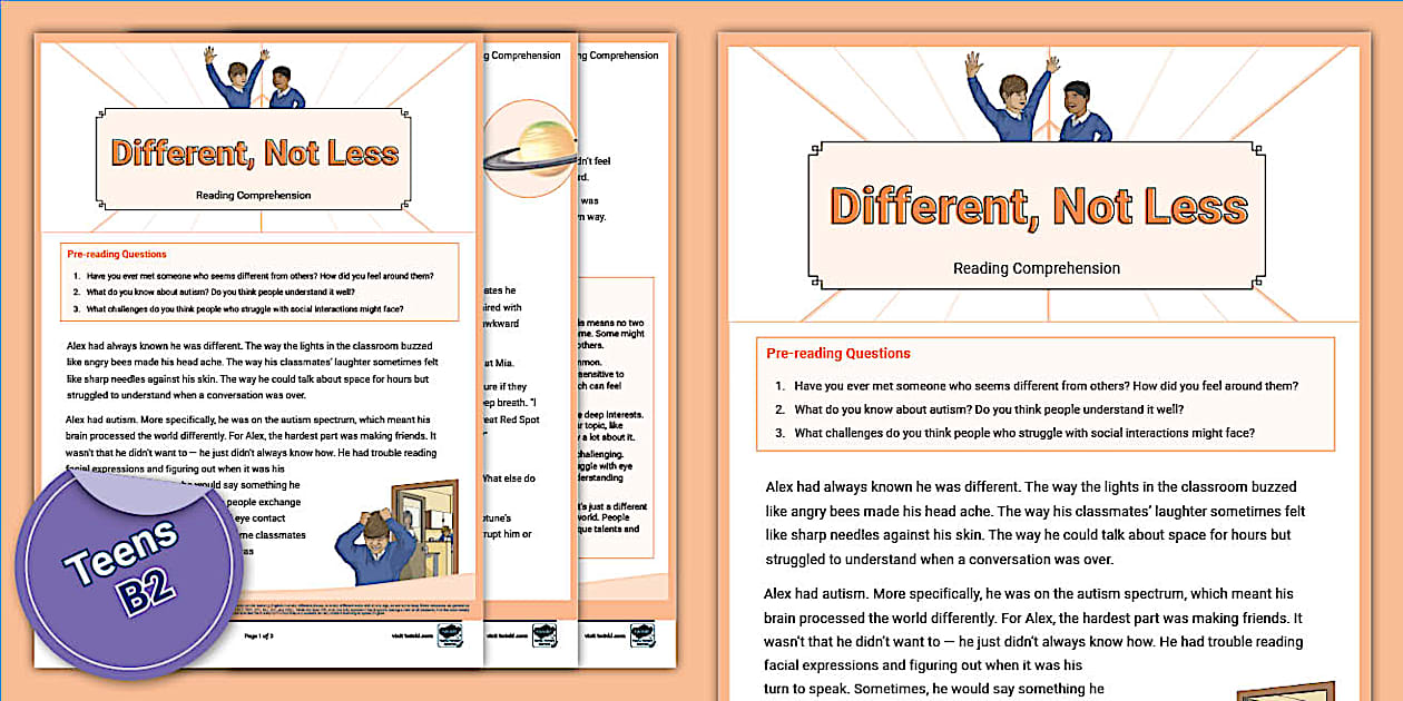 ESL Different Not Less Reading Comprehension [Teens, B2]