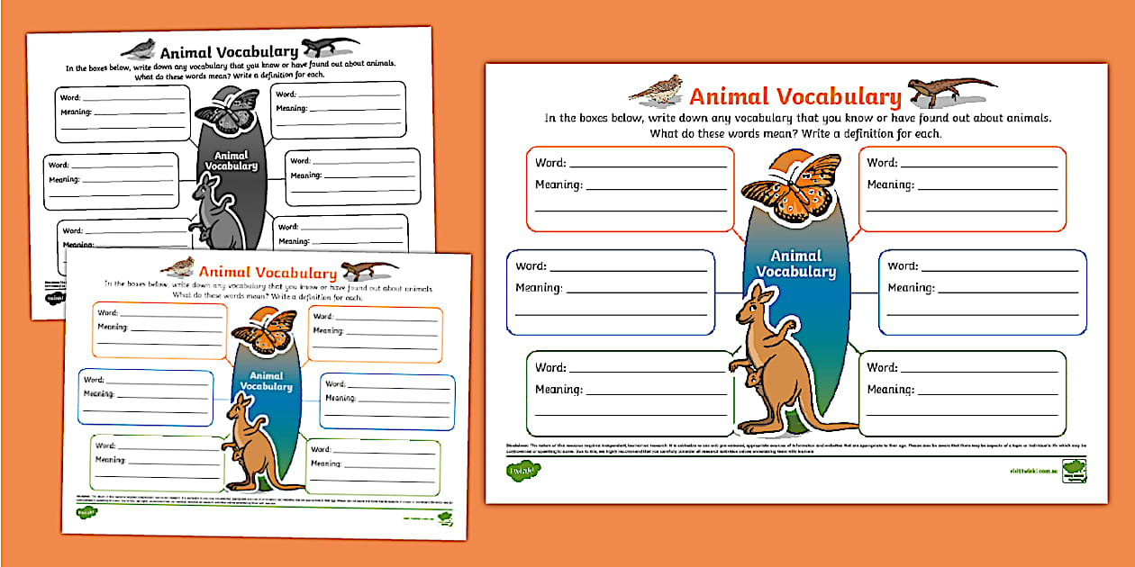 Animal Vocabulary Mind Map - Twinkl Australia - Twinkl