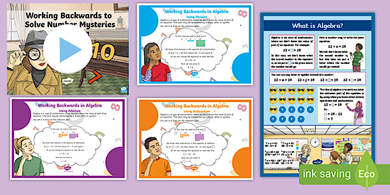 Working Backwards in Algebra Display Posters (teacher made)