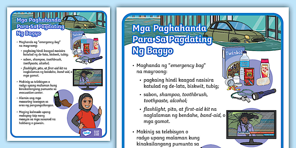 Paghahanda sa Bagyo Poster | Mga Dapat Gawin Pag May Bagyo