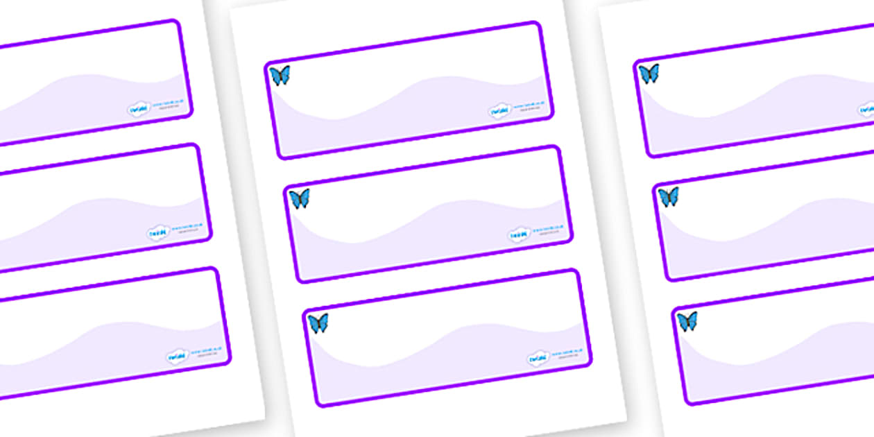Butterfly Themed Editable Drawer-Peg-Name Labels (Colourful)