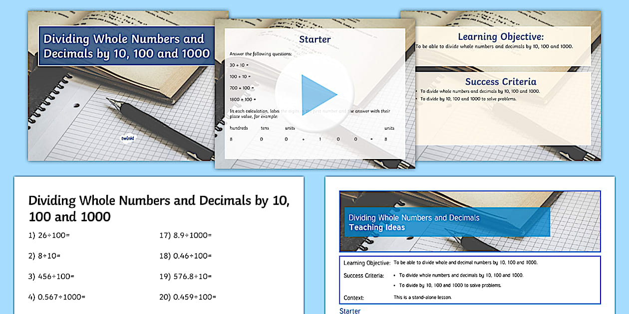 The Four Operations Lesson 6: Dividing Whole Numbers and Decimals by ...