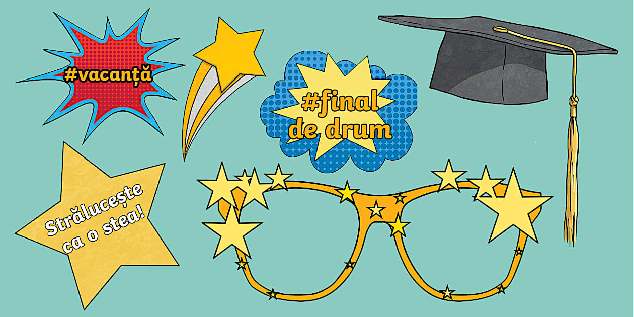 Accesorii pentru poze la final de an școlar Materiale pentru decupat