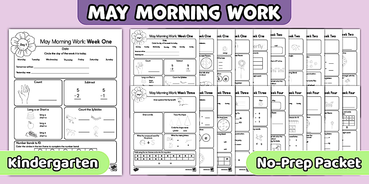 Kindergarten May Morning Work Bundle - Twinkl