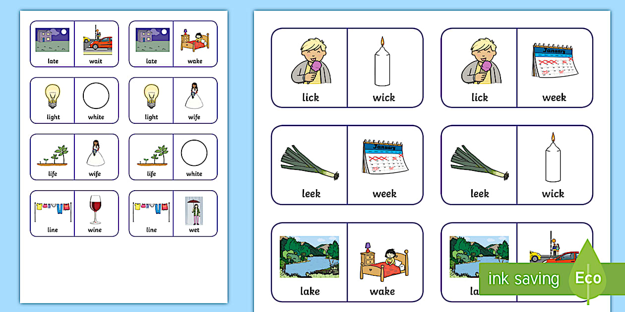 ‘l’ vs ‘w’ Minimal Pairs Dominoes (teacher made)