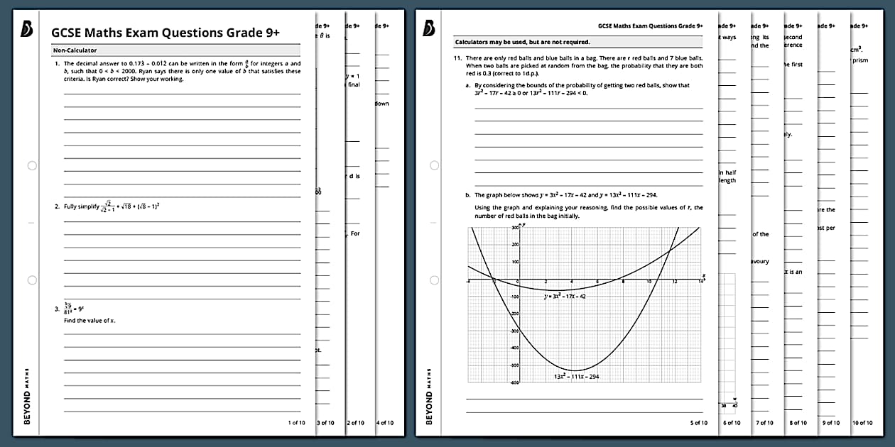 👉 GCSE Maths Grade 9 Questions | Beyond - Twinkl