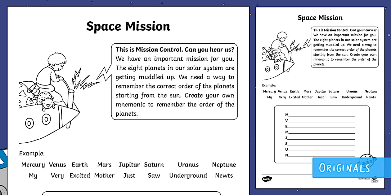 Planet Mnemonic Worksheet | Twinkl - Twinkl