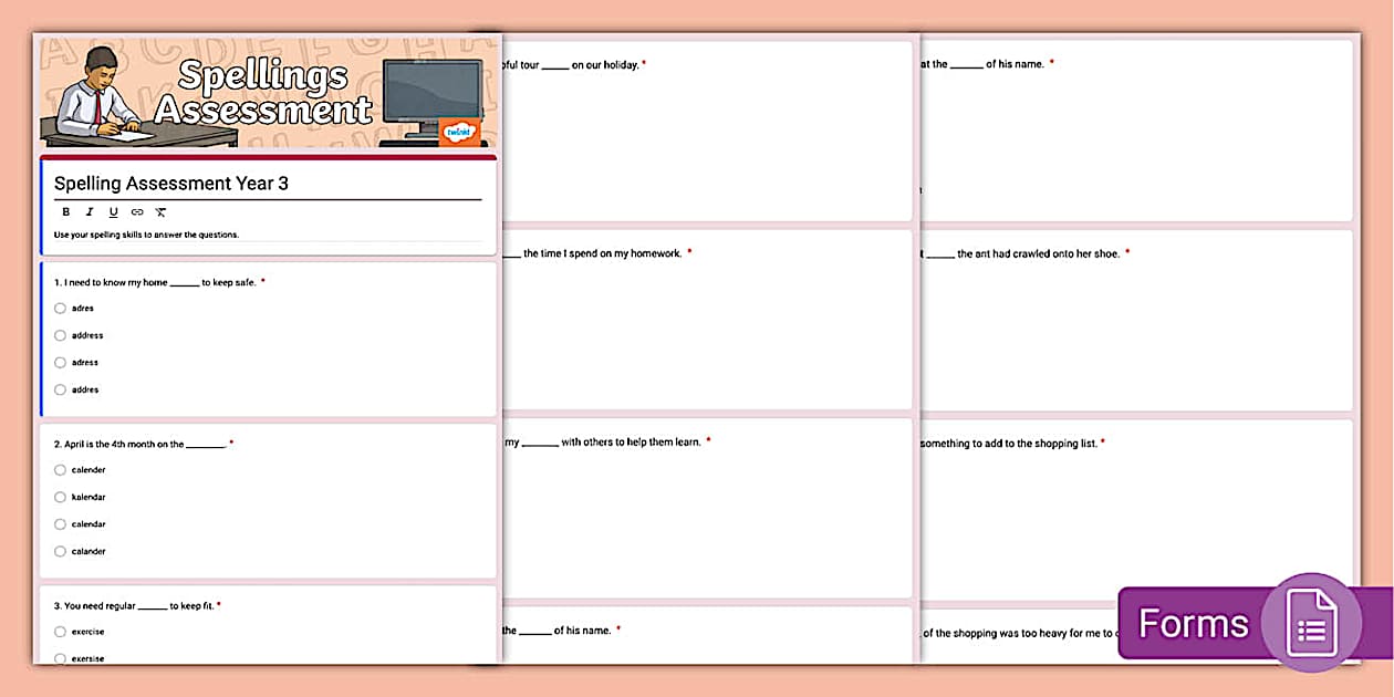 Year 3 Spelling Assessment Google Form