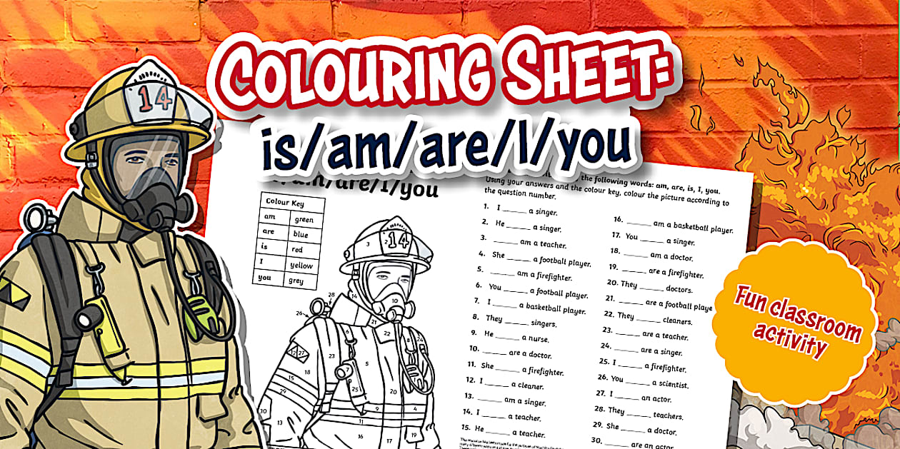 Colouring Sheet: is/am/are [Kids, A2]