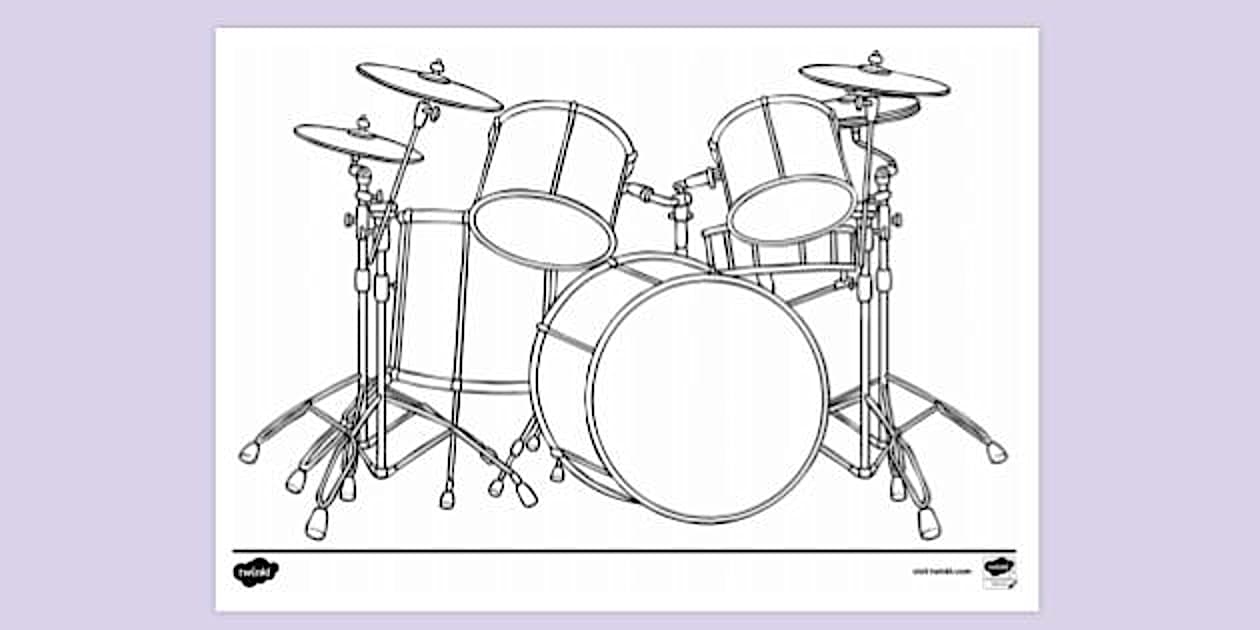 Printable Drums Colouring Sheet | Colouring Pages for Kids