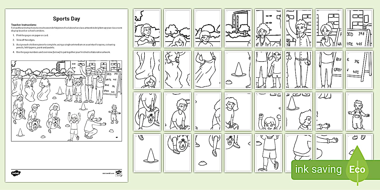 Sport Day Collaborative Colouring Activity Pack - Twinkl