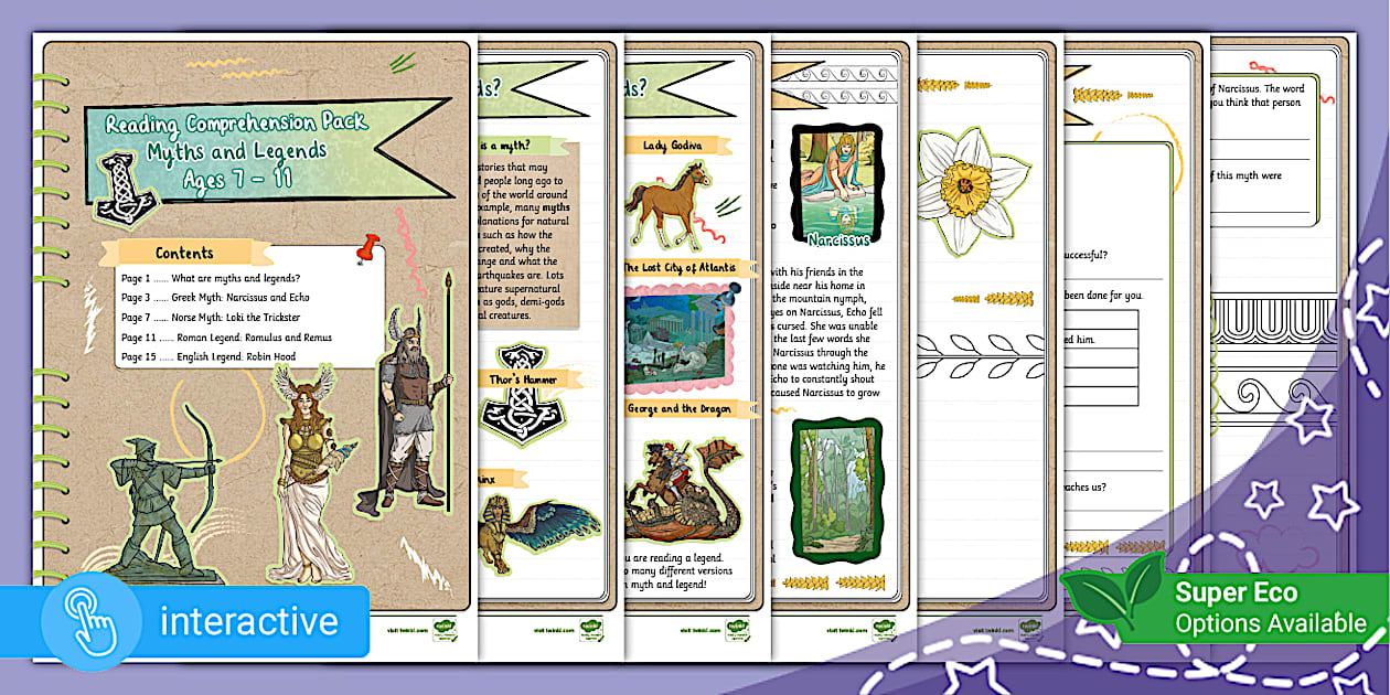 Myths and Legends: Reading Comprehension Pack (Ages 7 - 11)