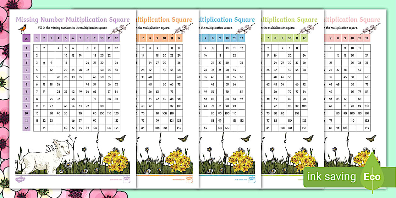 👉 Missing Number Multiplication Square Activity Sheet