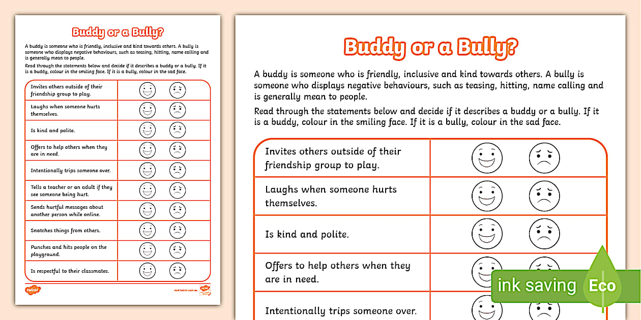Buddy or Bully? Activity (teacher made) - Twinkl