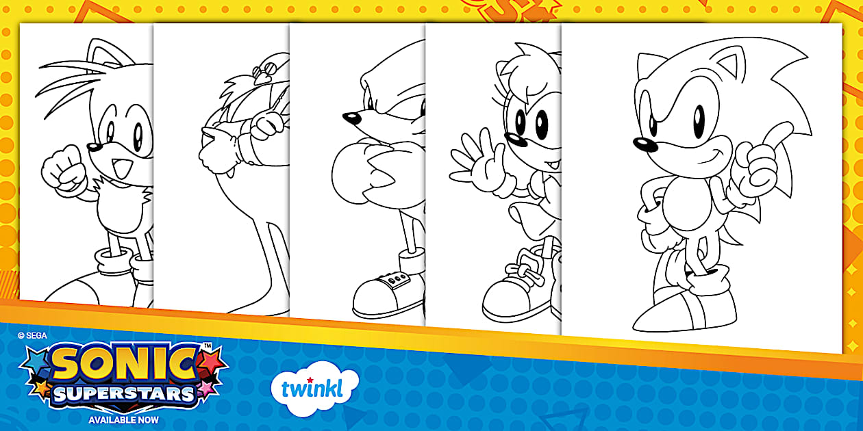 Classic Sonic Coloring Sheets - Sonic - Twinkl