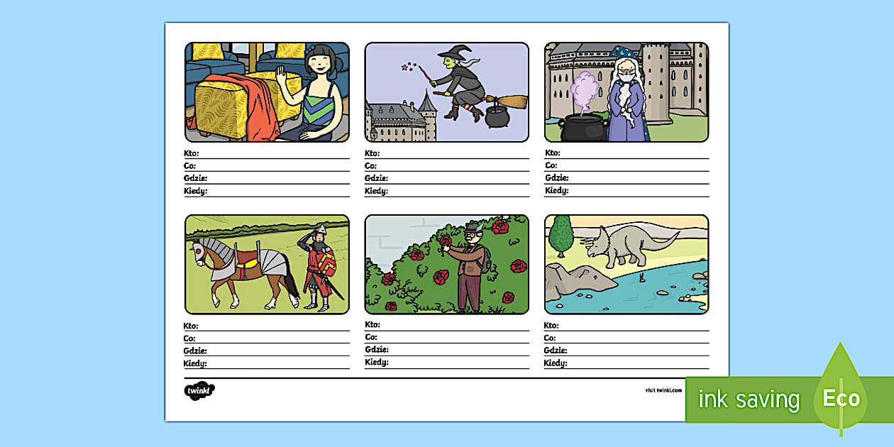 Karta pracy Kto, co, gdzie, kiedy (teacher made) - Twinkl