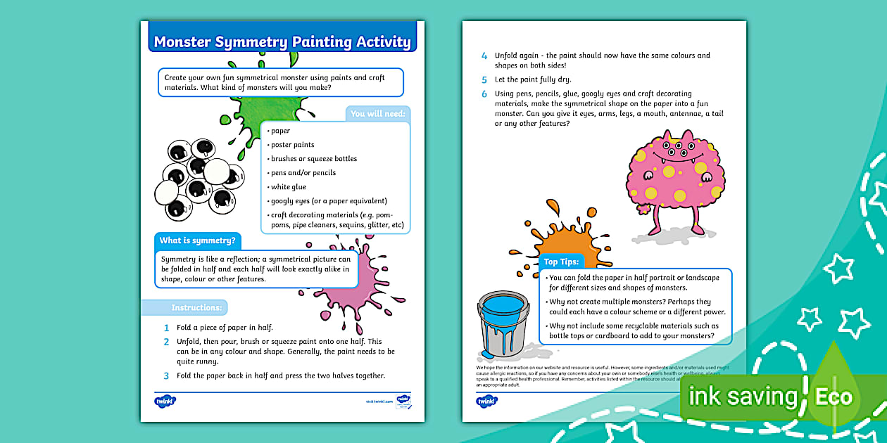Monster Symmetry Painting Activity (l'enseignant a fait)
