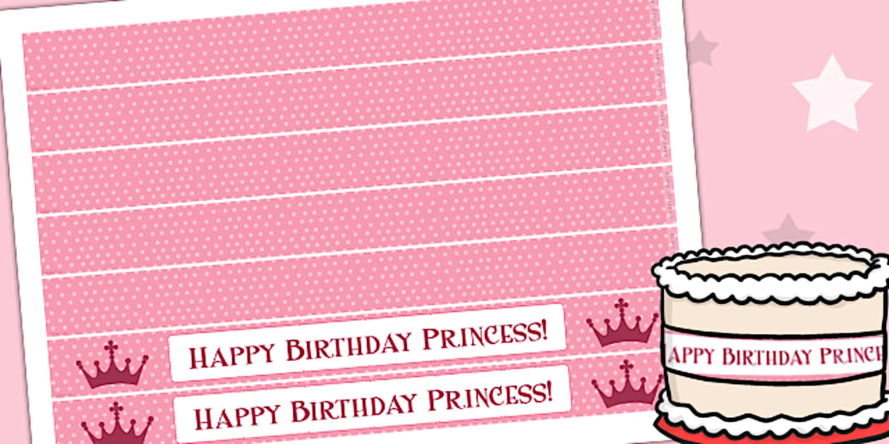 Princess Themed Birthday Party Cake Ribbon (teacher made)