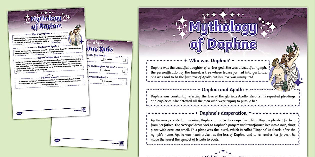 Daphne Greek Mythology Fact File - KS2 Resource - Twinkl