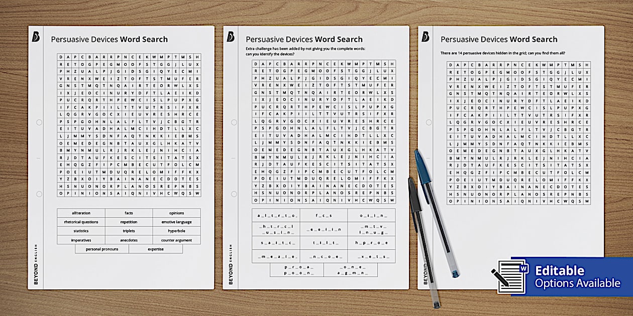 Persuasive Devices Word Search