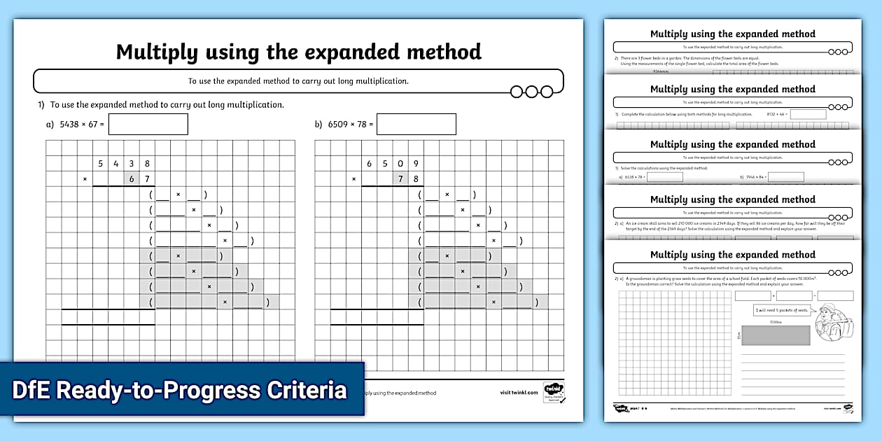 👉 Multiply using the expanded method differentiated activity sheets.