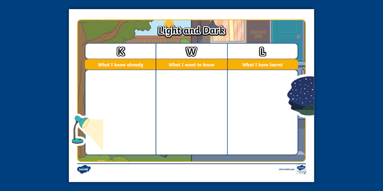 Light and Dark Topic KWL Grid - Twinkl - KS1 - Twinkl