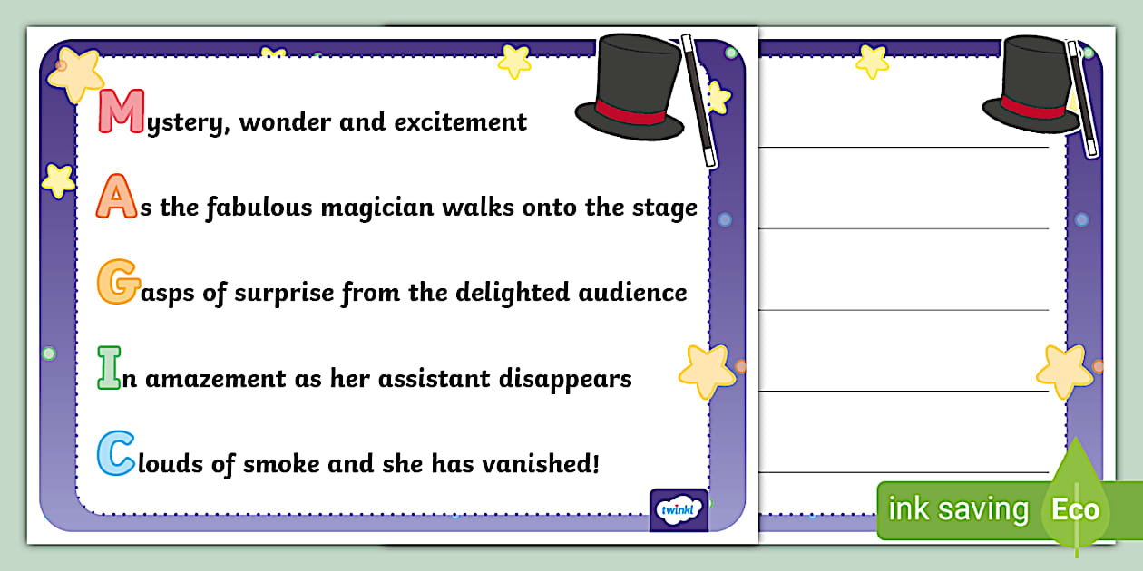 Magic Acrostic Poem and Example - KS1 - Poetry - Writing