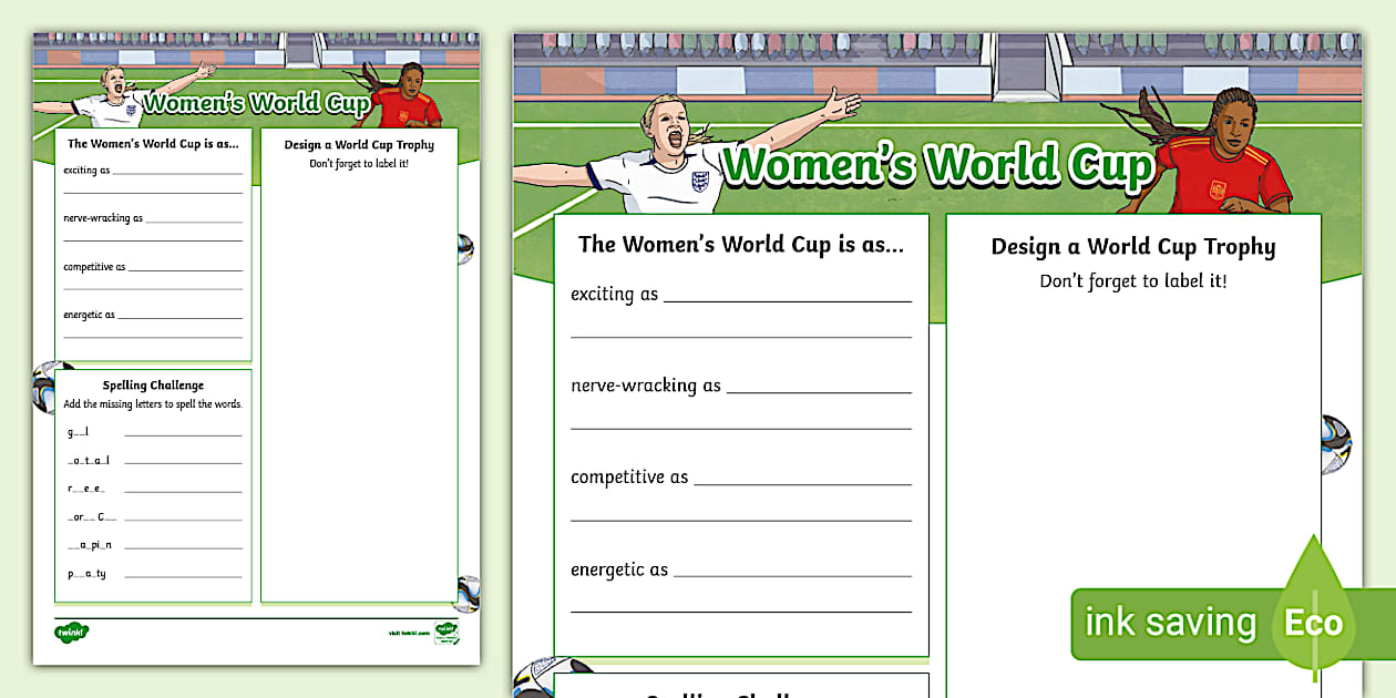 KS2 Women's World Cup Boredom Buster Worksheet - Twinkl